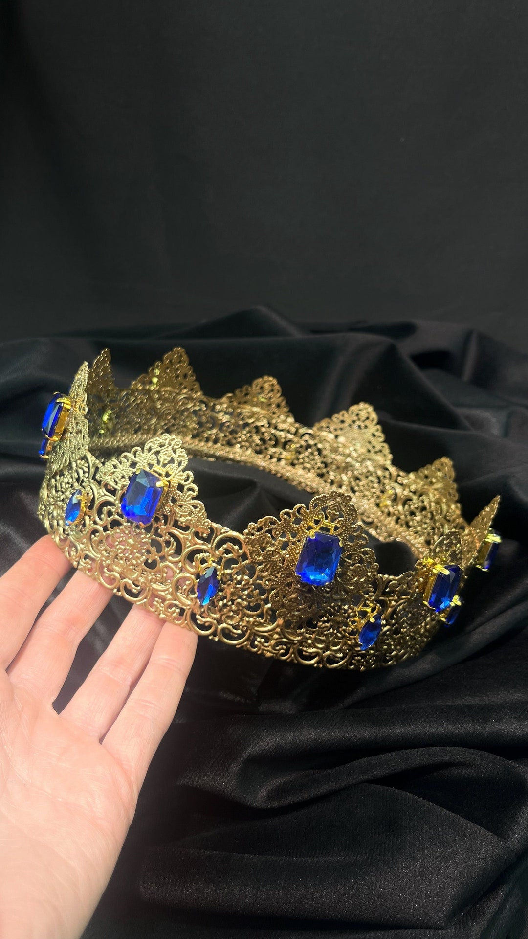 Royal Blue Crown Male, Men's King Crown, Medieval Coronation Crown ...