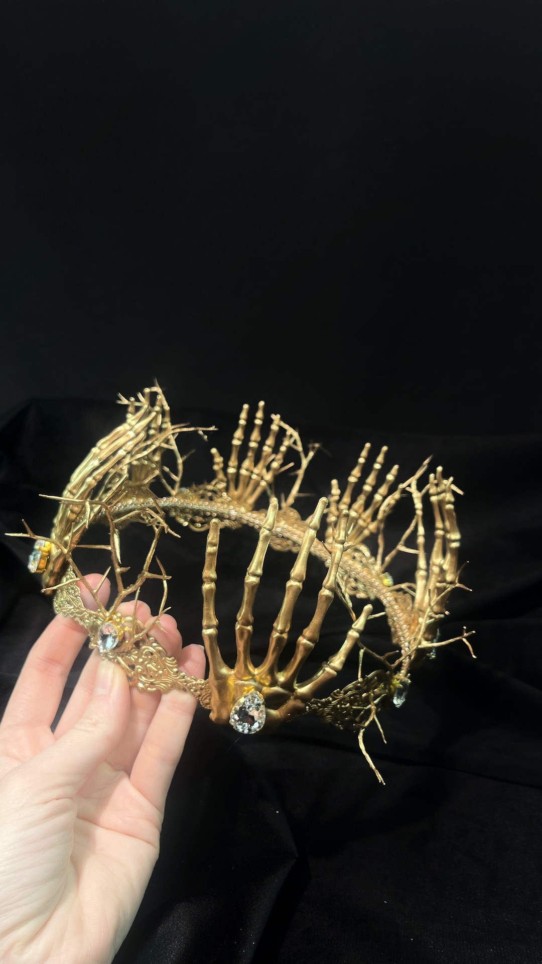 Skeleton King or Queen Crown Gold, Gothic Crown Man, Sugar Skull Crown ...