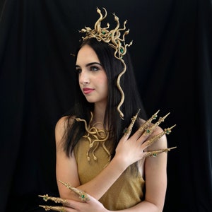Handmade Medusa Gorgon Snake Crown Headpiece, Gold Party Accessory - Etsy