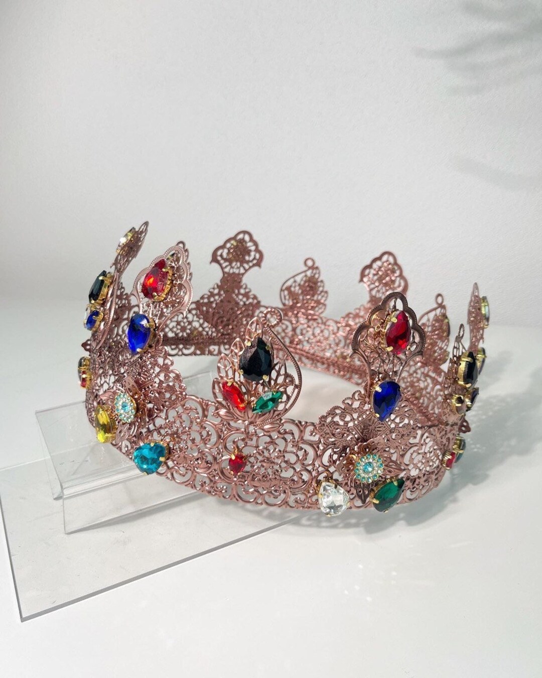 King Crown for Men, Colorful Crown Rose Gold Crown, Birthday Crown ...