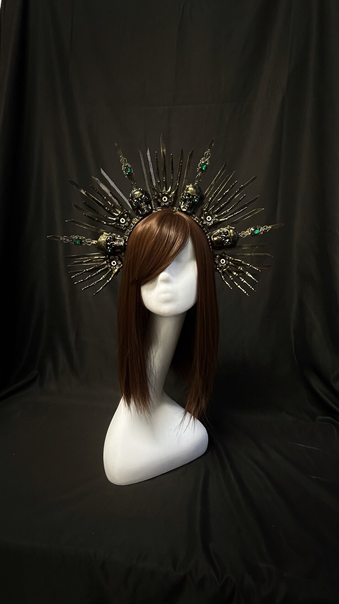 Skeleton Crown Black Gold, Death Skull Crown, Sugar Skull Crown, Evil ...