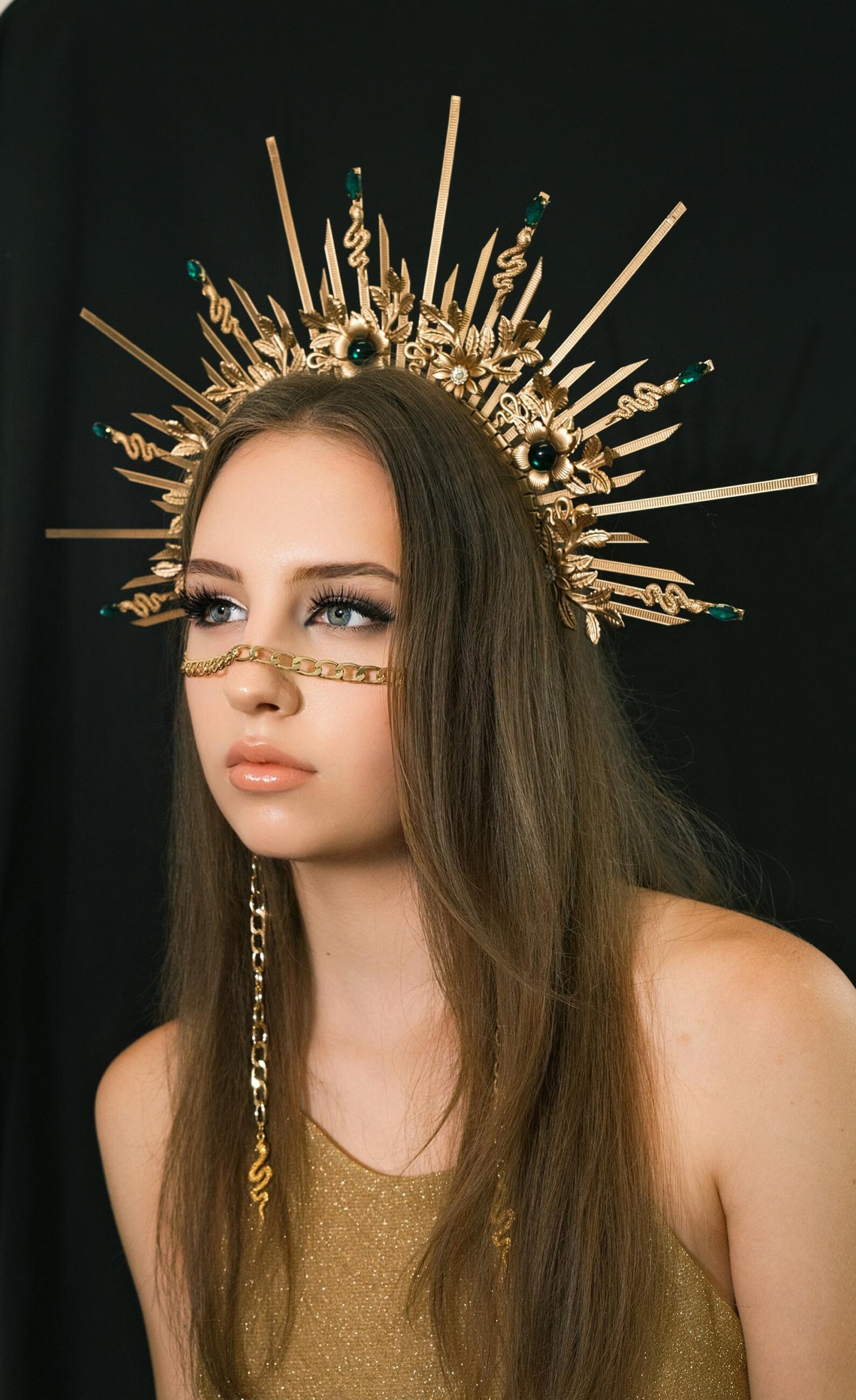 Medusa Halo Crown With Face Chain, Snake Crown, Snake Headpiece, Medusa ...