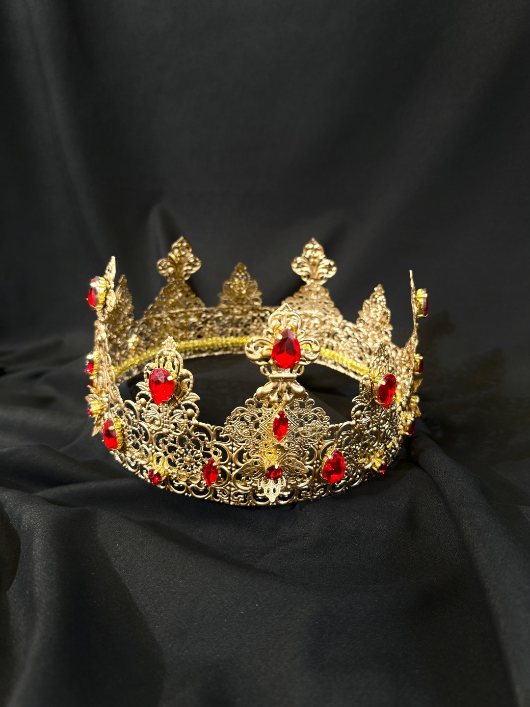 King Crown for Mens Crown, Red Crown, Medieval Crown, Fantasy Crown ...