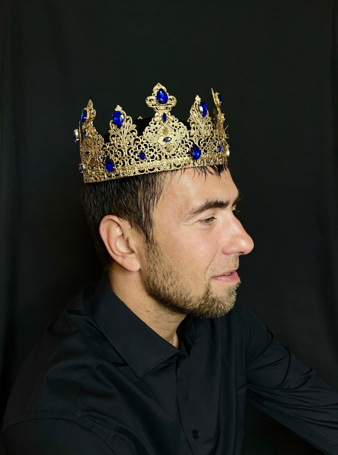 King Crown for Men Burgundy Crown Coronation Crown Male - Etsy