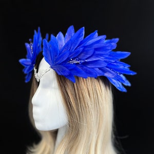 Bird Tiara Royal Blue or Black, Festival Headpiece With Feathers, Fire ...