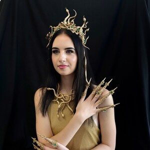 Handmade Medusa Gorgon Snake Crown Headpiece, Gold Party Accessory - Etsy