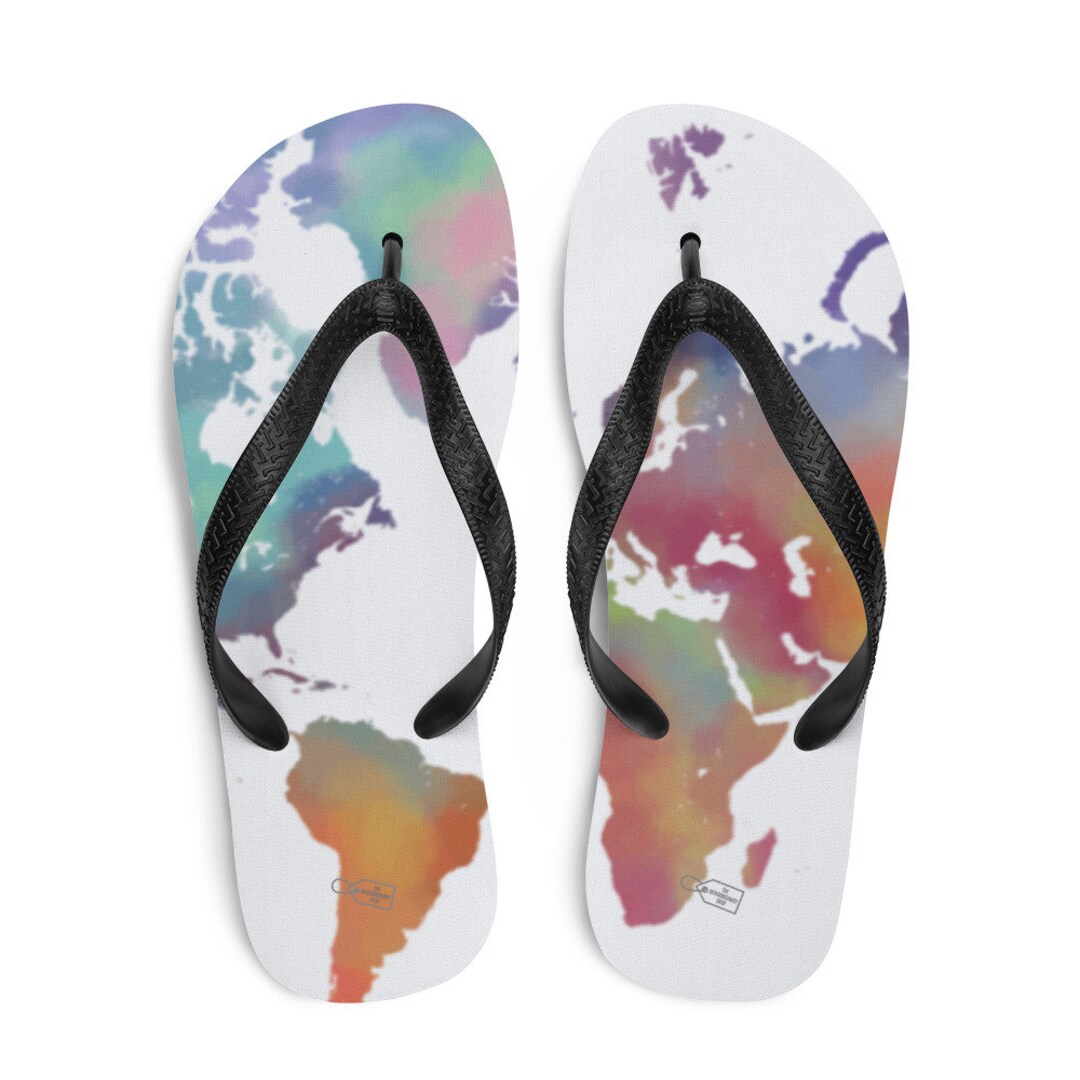 World Map Flip-flops watercolour Gradient Design - Etsy
