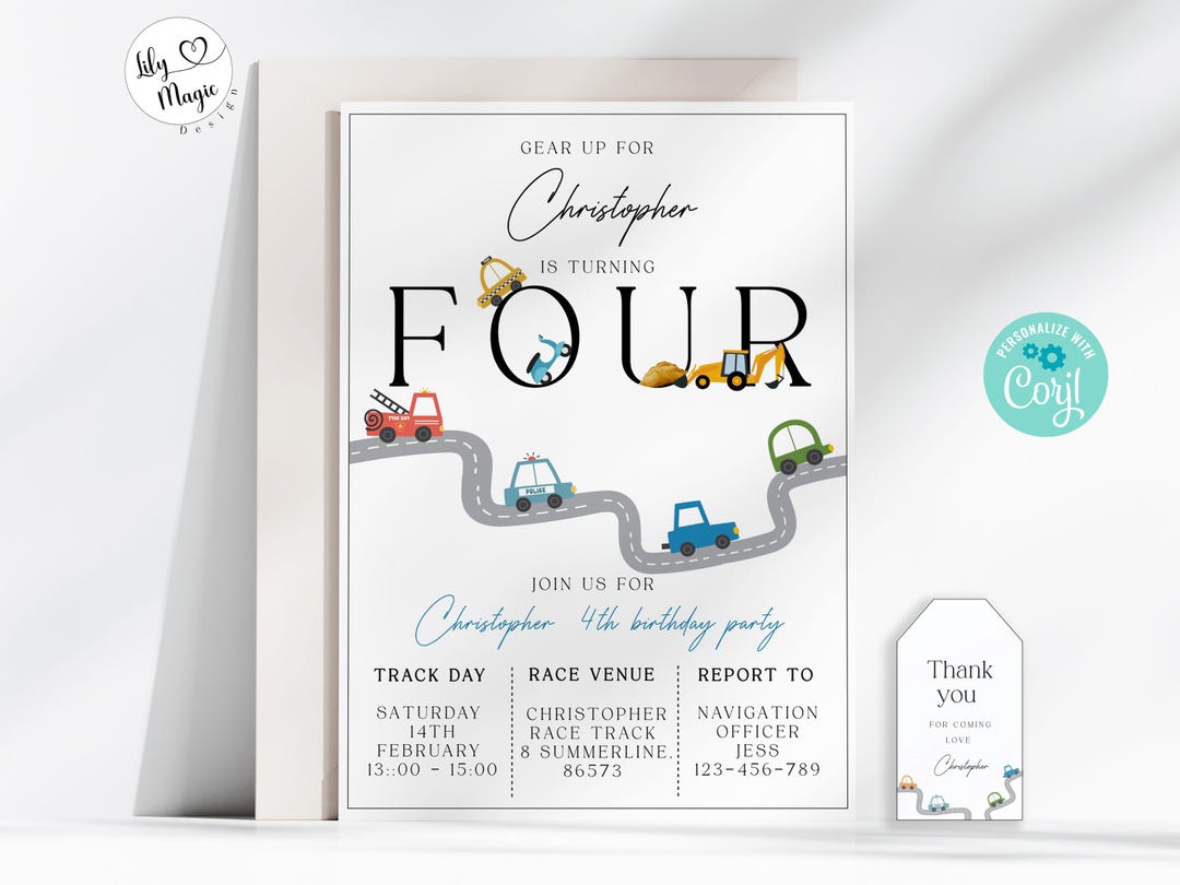 Editable Transportation Birthday Invitation Template, Transportation ...
