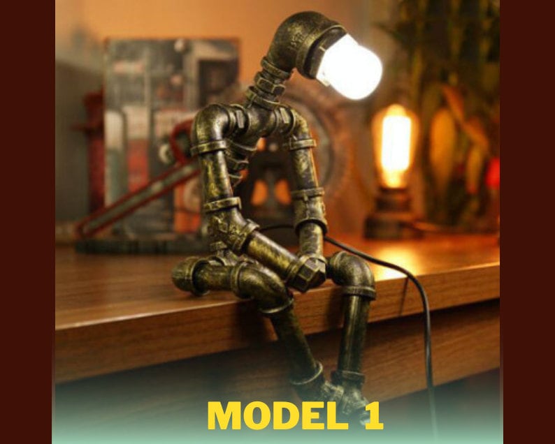 Pipeman Desk Lamp - Industrial Iron Pipe Lighting Lamp - Vintage ...