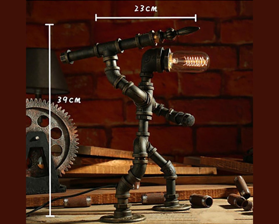 Pipeman Desk Lamp - Industrial Iron Pipe Lighting Lamp - Vintage ...