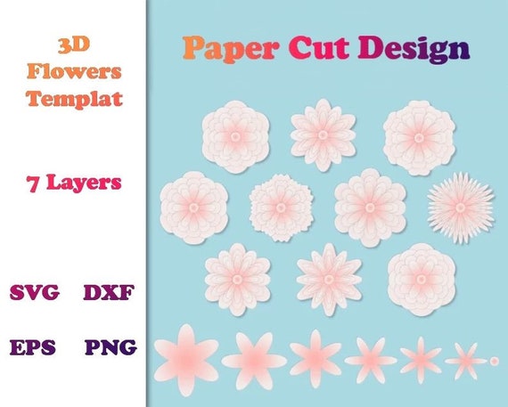 3D Layered Paper Flower Collection Svg Flowers Bundle | Etsy
