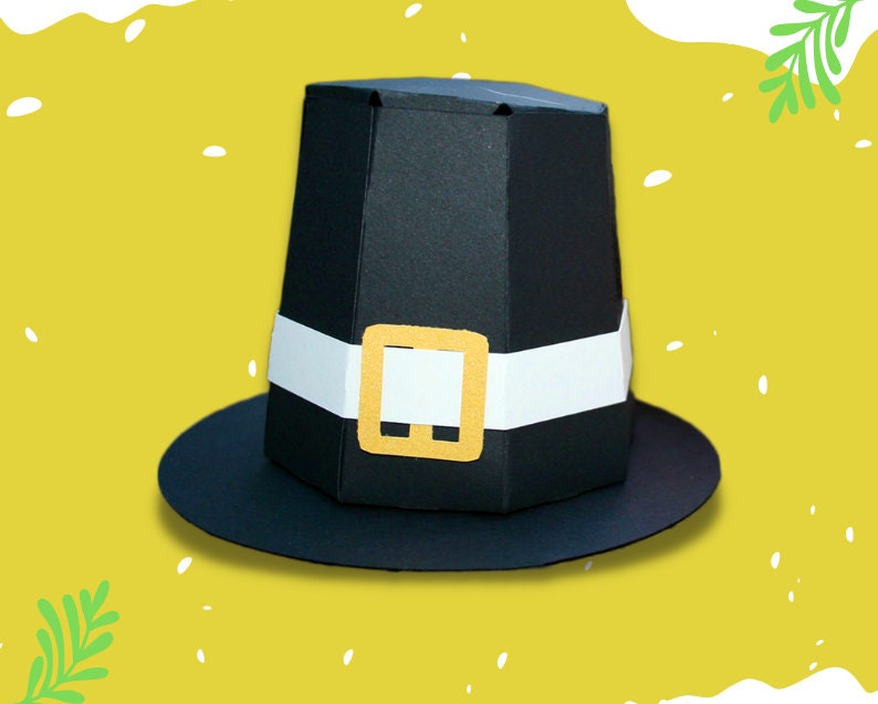 Thanksgiving Pilgrim Hat Printable File Cutting Template Capotain Hat ...