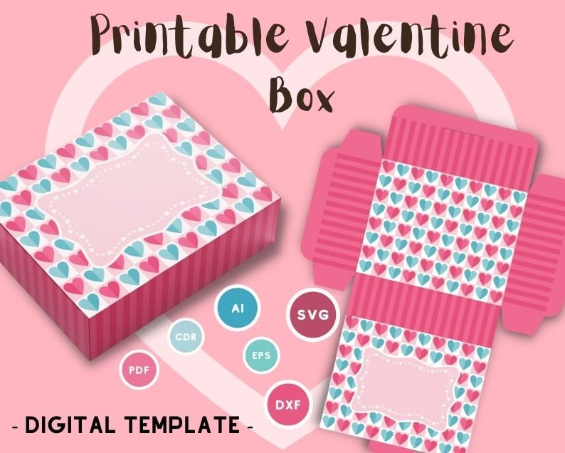 Valentine Printable Rectangular Gift Boxes Template Paper Crafts ...