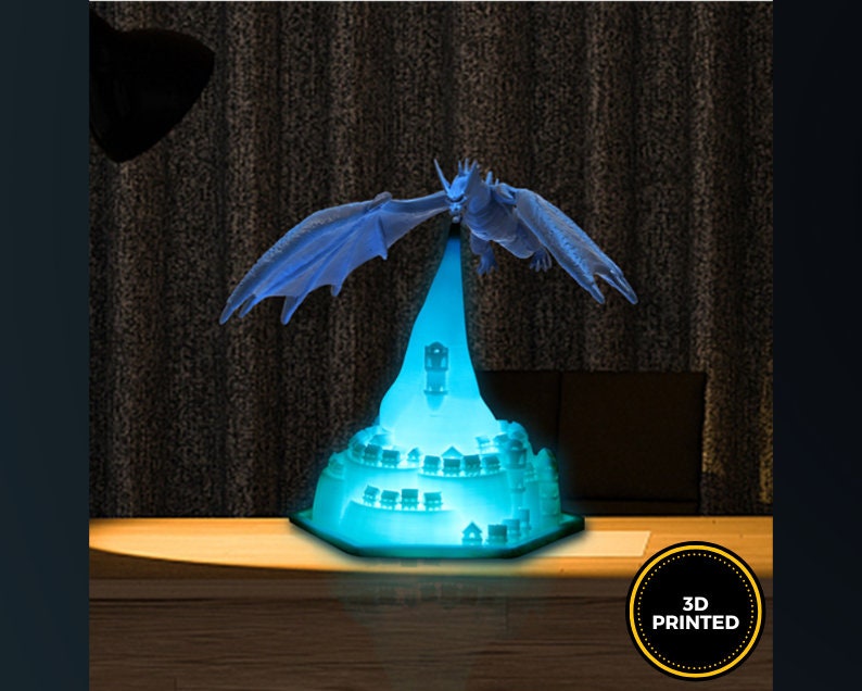 3D Printed Dragon Night Light LED Desk Lamp Dragon Breathing Fire - Etsy