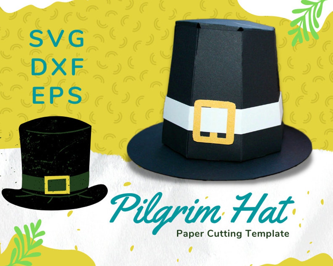 Thanksgiving Pilgrim Hat Printable File Cutting Template Capotain Hat ...