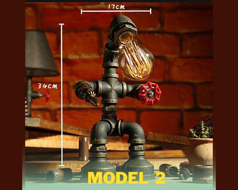 Pipeman Desk Lamp Industrial Iron Pipe Lighting Lamp - Etsy