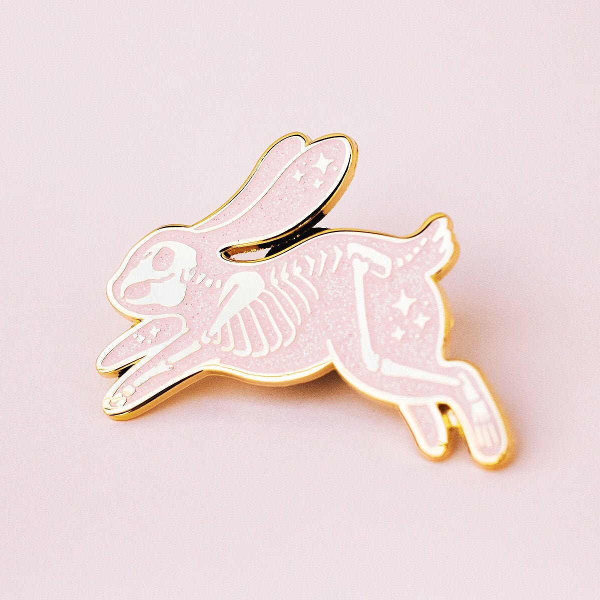 Pink Skeleton Rabbit Enamel Pin glitter - Etsy