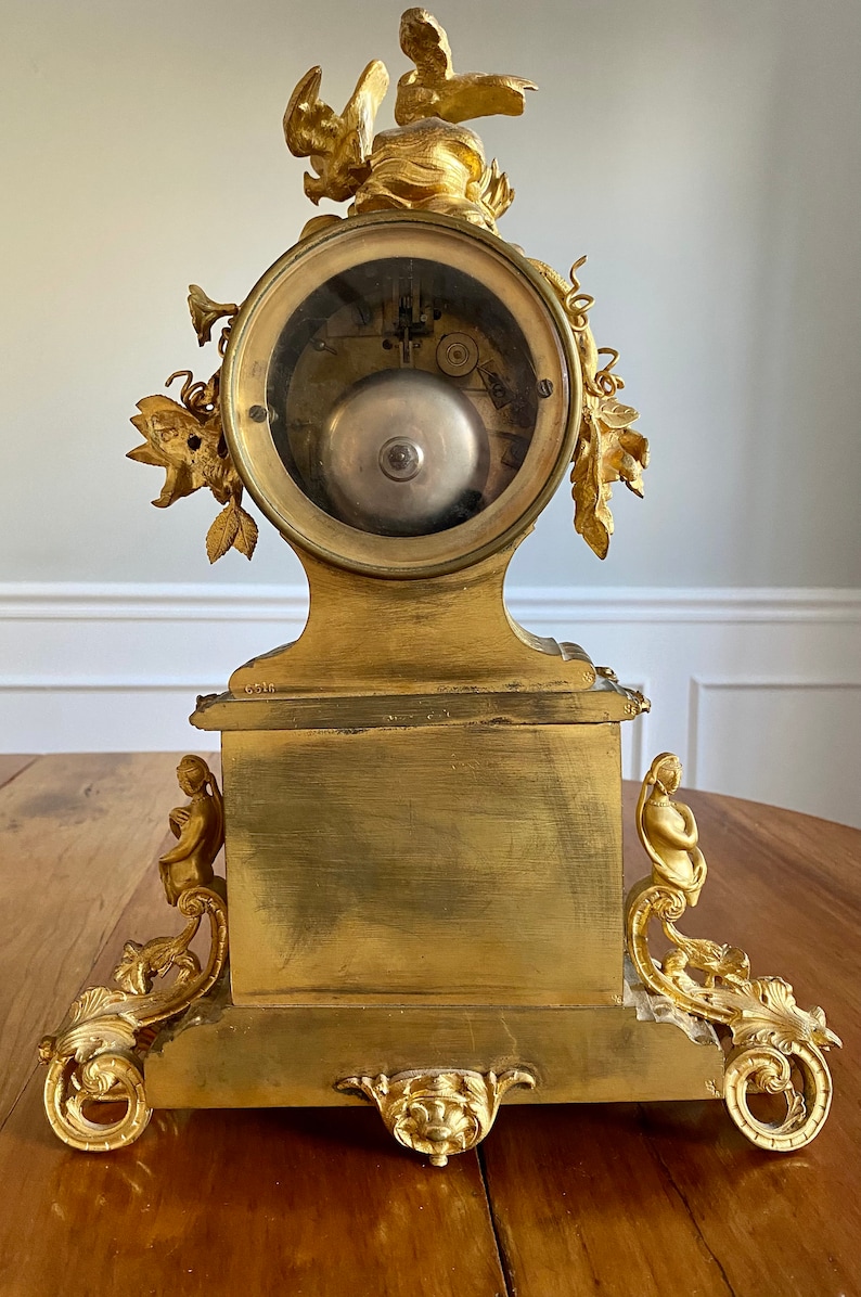 Stunning Antique Gilt Metal Mantel Clock With Hand-painted Porcelain ...