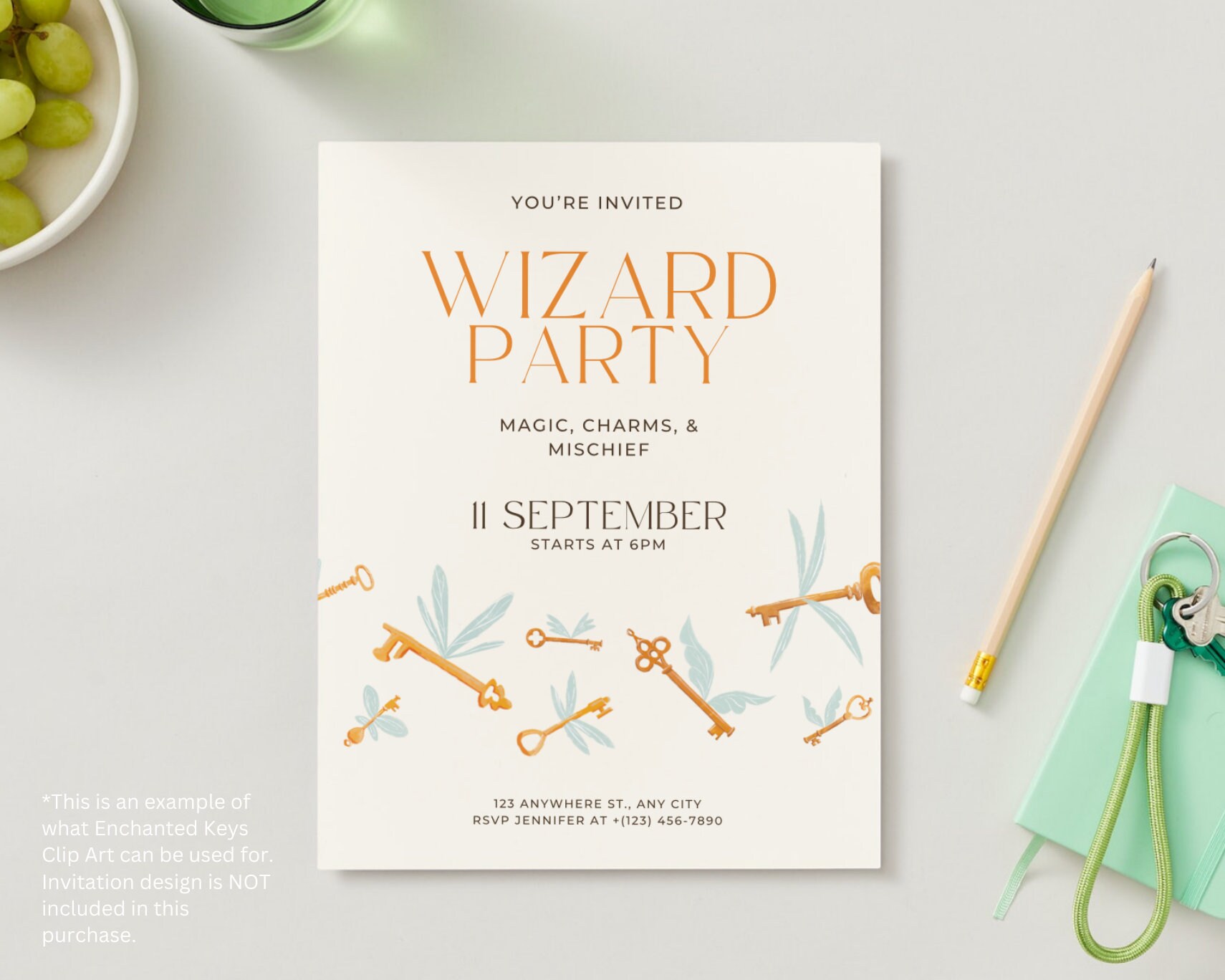 Enchanted Flying Keys Clip Art Magic School - Etsy