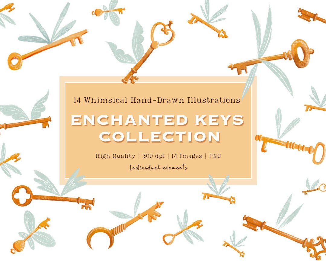 Enchanted Flying Keys Clip Art Magic School - Etsy