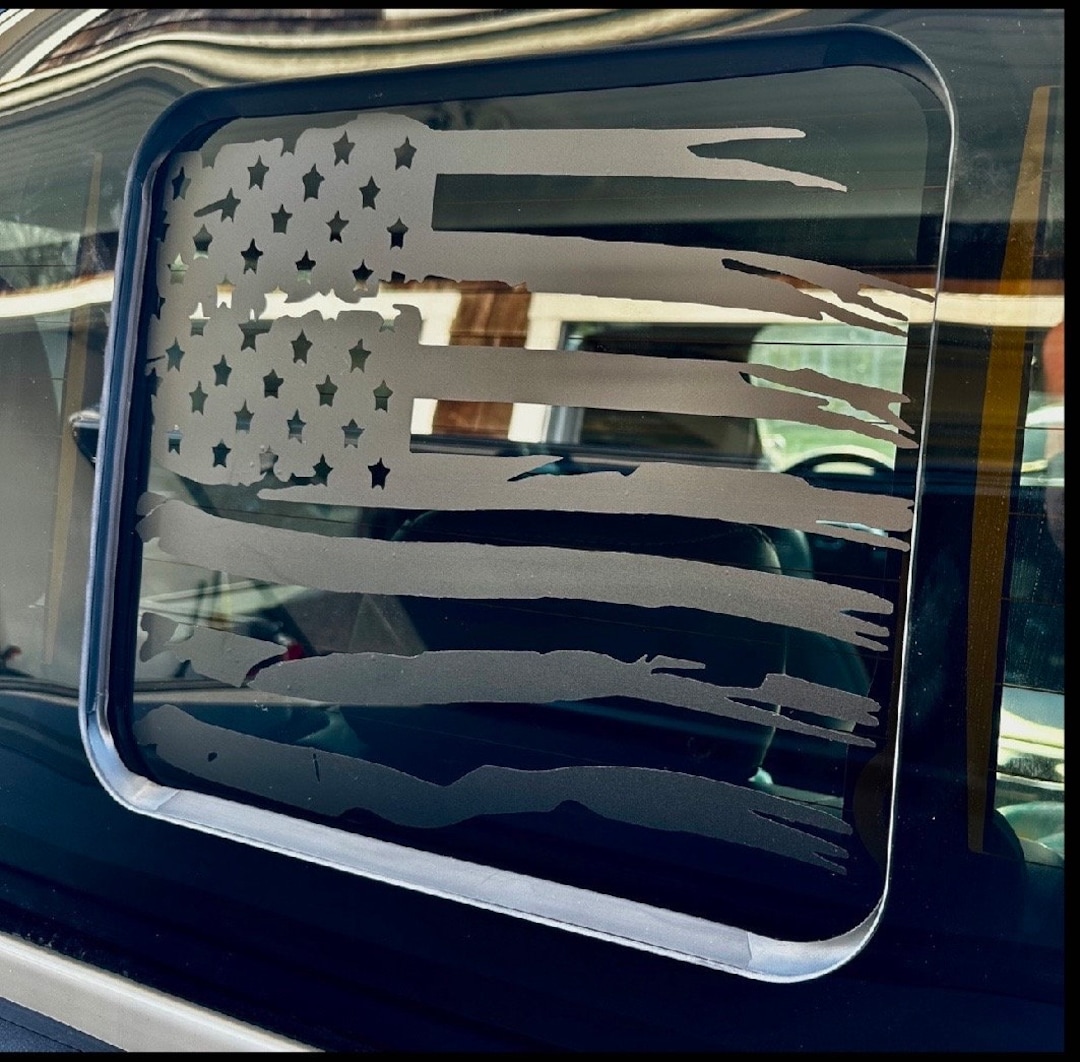 Rear Sliding Window Distressed American Flag Decal for 2015-2023 Ford ...