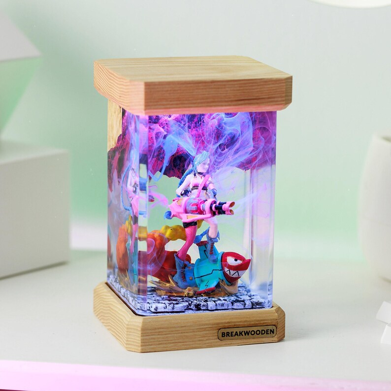 Jinx Resin Lamp, League of Legends Anime Figure Art Night Light, Unique ...