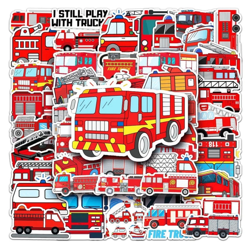 Random Fire Truck Sticker Pack Fire Engines, Firefighter, Truck ...