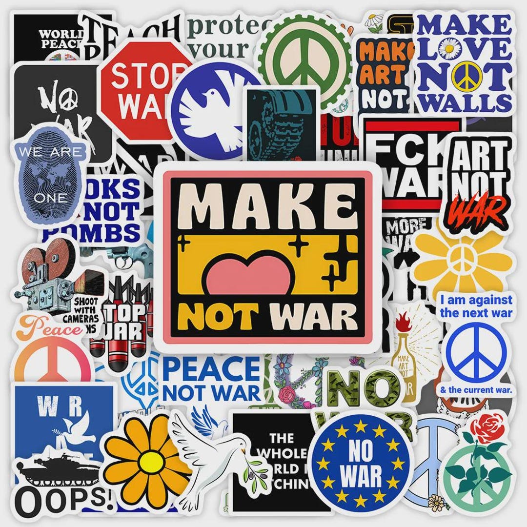 No War Sticker Pack: Random Protest Decals, Waterproof Laptop Stickers ...