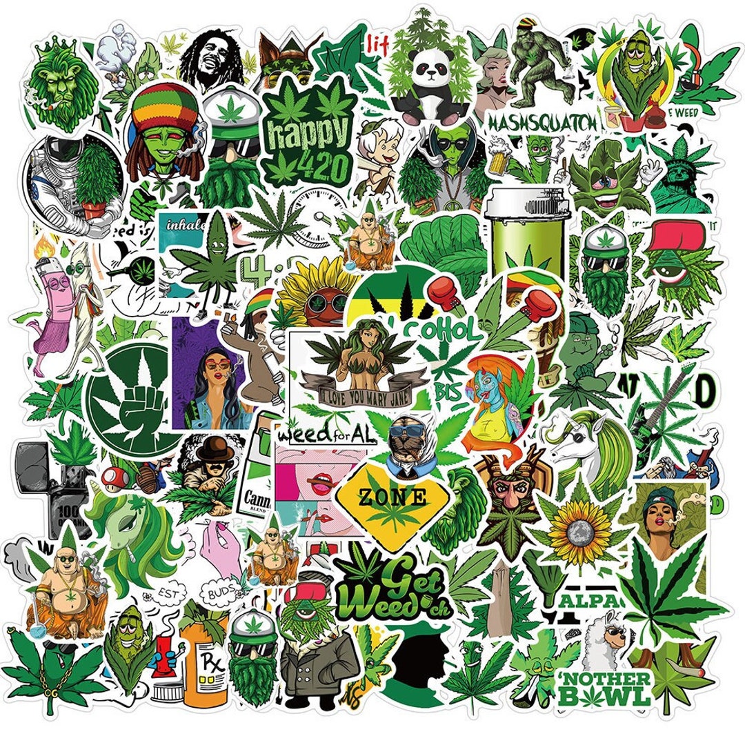 Random Weed Sticker Pack Marijuana Stickers, Hemp Logos, Funny ...
