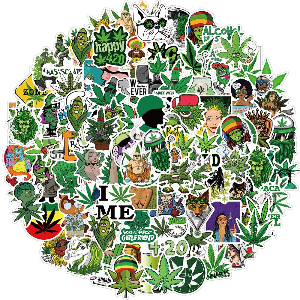 Random Weed Sticker Pack Marijuana Stickers, Hemp Logos, Funny ...