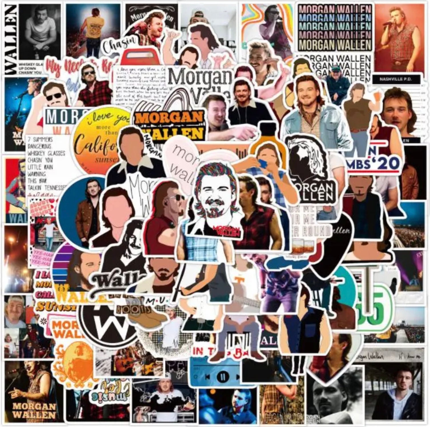 Random Country Music Sticker Pack Morgan Wallen, American Country Music ...