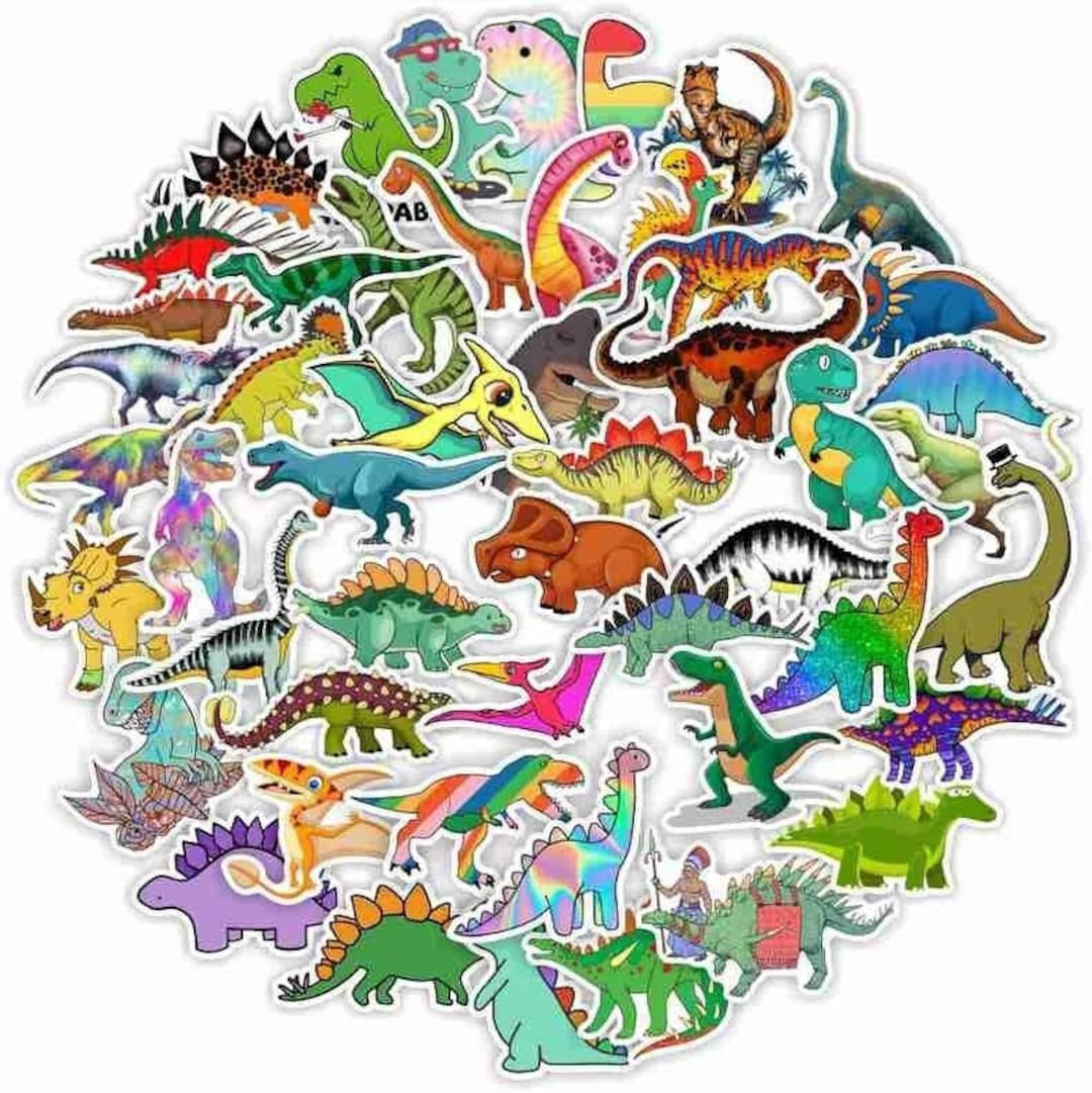 Random Dinosaur Sticker Pack! Dinosaur Stickers, Cute Cartoon Dino ...