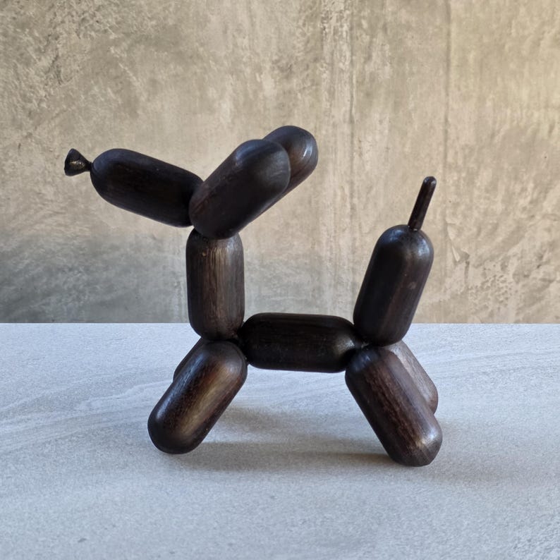 Hand-turned Wooden Balloon Dog Sculpture | Tasmanian Oak With Yakisugi ...