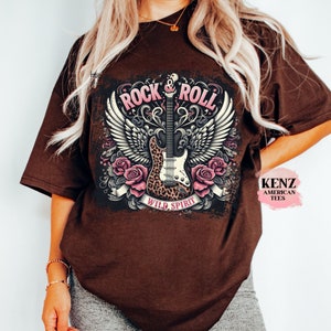 Custom Rock N Roll Tee,vintage Style Rock and Roll Shirt, Guitar Shirt ...