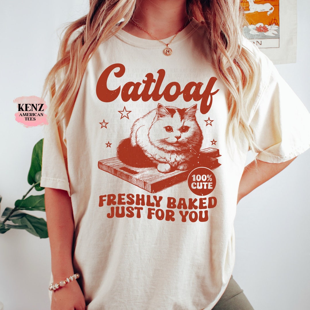 Cat Loaf Tshirt, Funny Cat Comfort Colors Shirt, Trendy Vintage Retro ...