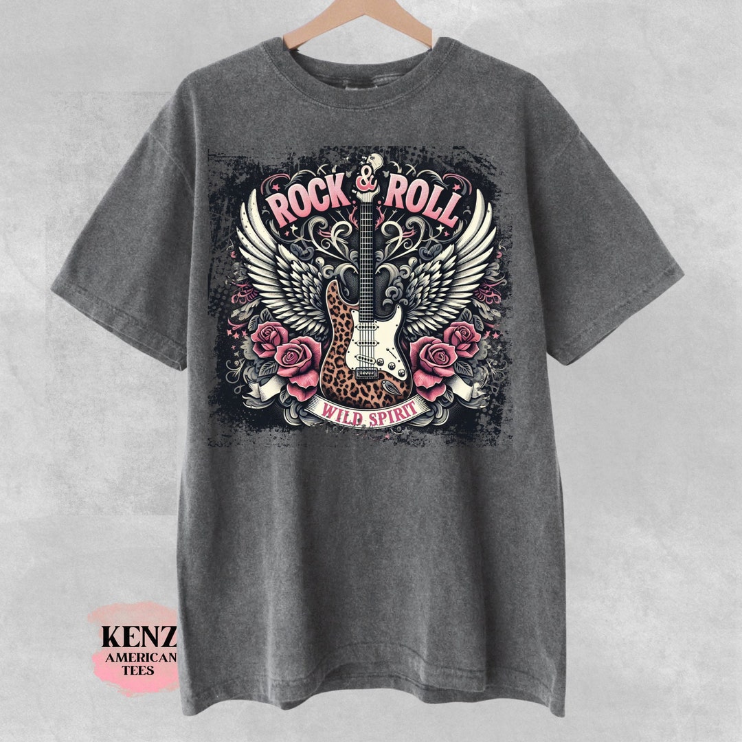 Custom Rock N Roll Tee,vintage Style Rock and Roll Shirt, Guitar Shirt ...