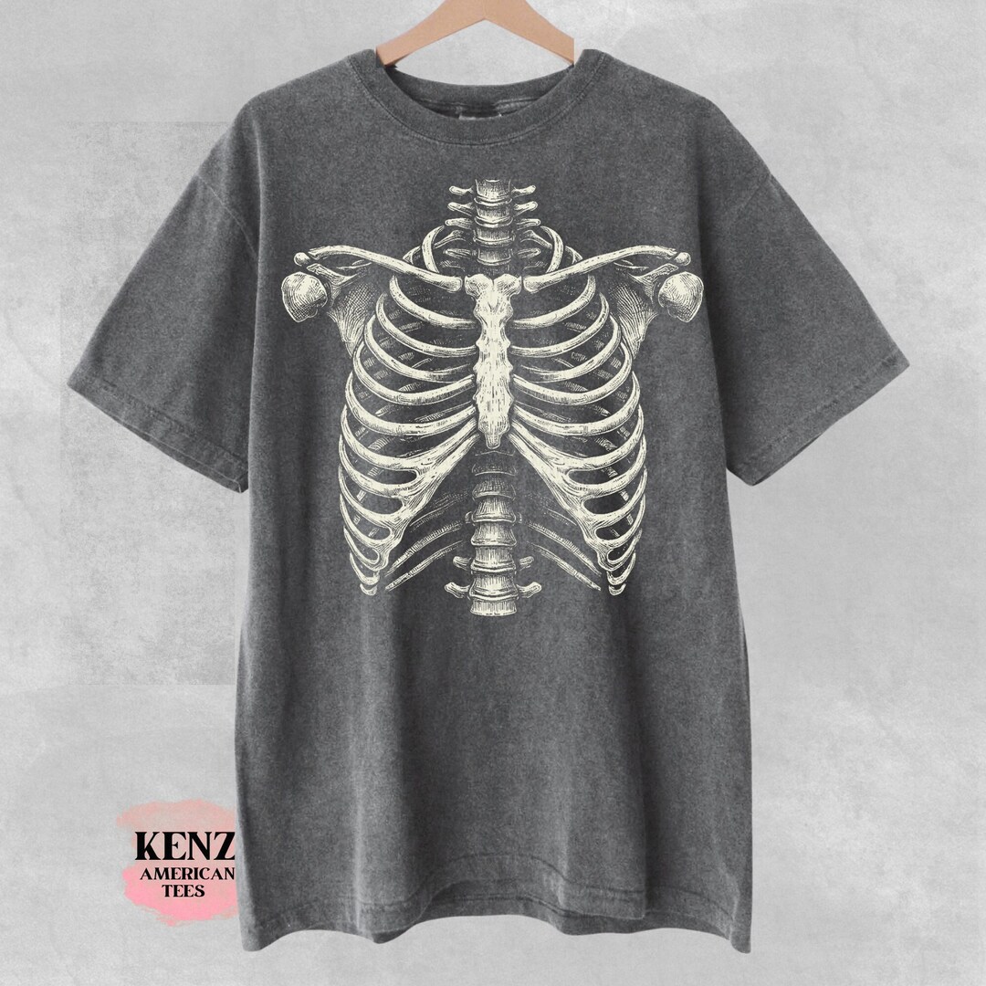 Skeleton Rib Vintage Graphic T-shirt, Rib Cage Shirt, Retro Skeleton ...