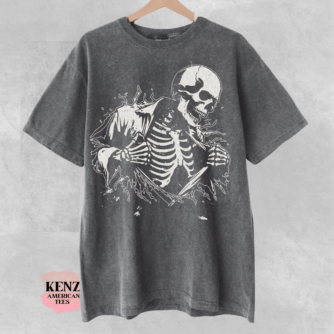 Skeleton Ripping Rib Cage Vintage 90s Graphic T-shirt, Rib Cage Shirt ...