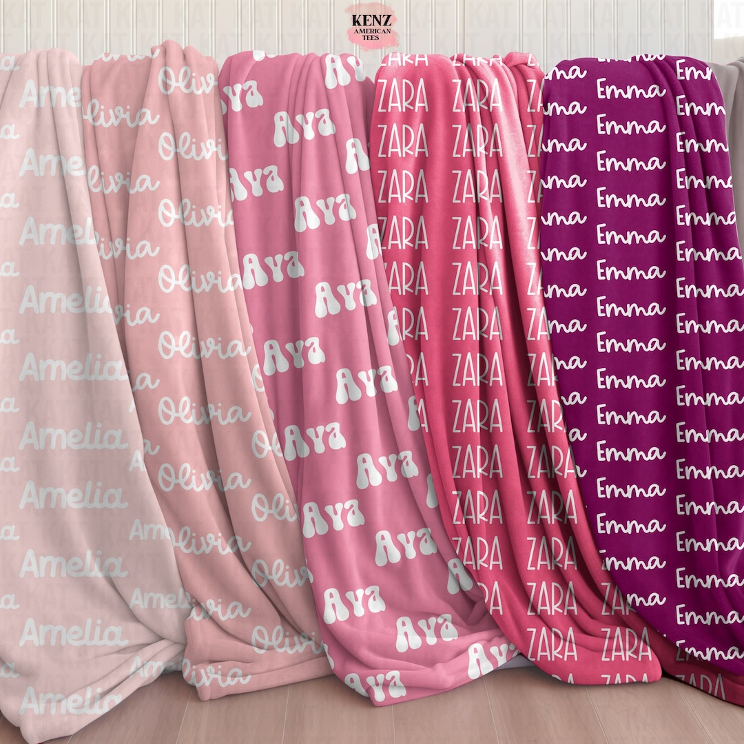 Personalized Custom Blanket, Baby Girl Blanket, Name Blanket, Girl ...