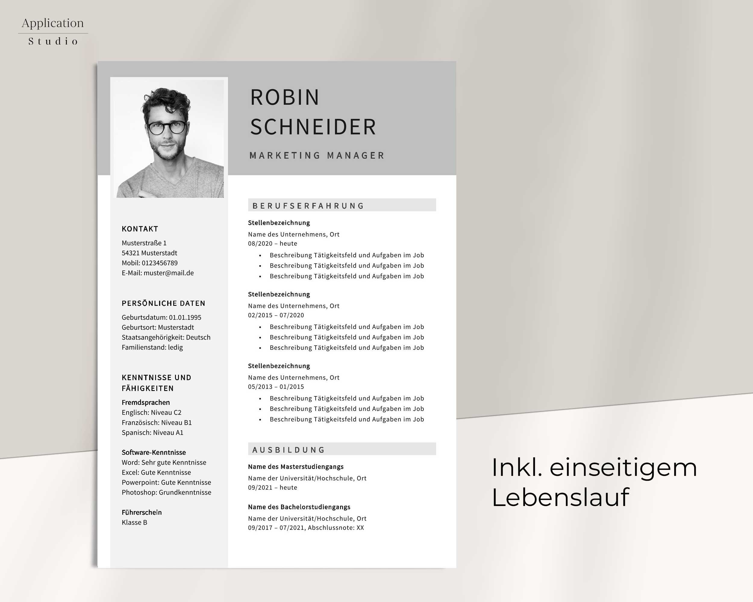 Application Template German Modern CV Template Beige Cover Letter 2025 ...