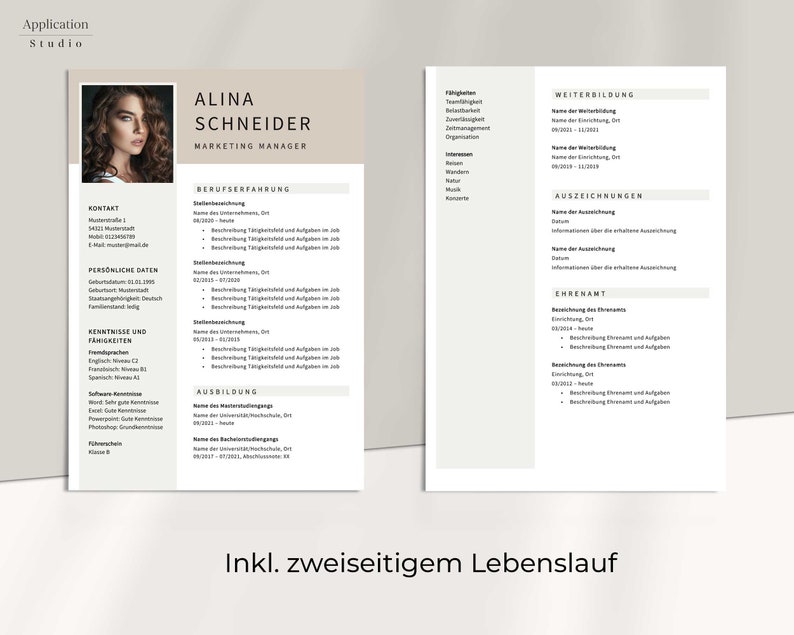 Application Template German Modern CV Beige 2025 - Microsoft Word With ...