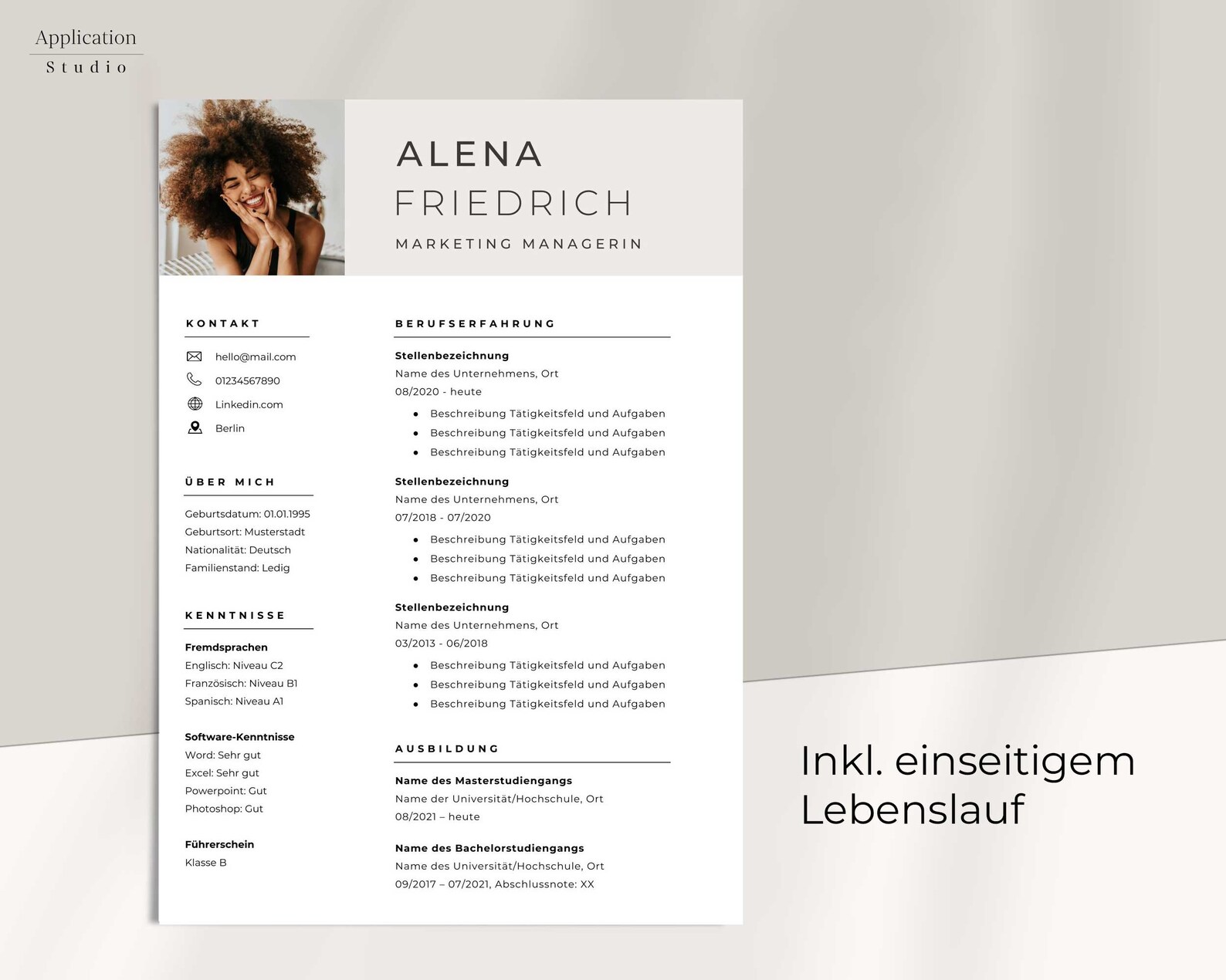 Application Template German Modern CV Beige 2025 - Microsoft Word With ...