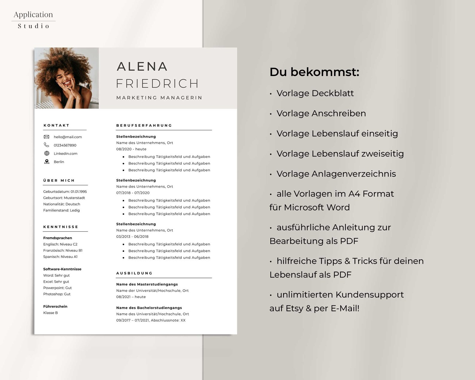 Application Template German Modern CV Beige 2025 - Microsoft Word With ...
