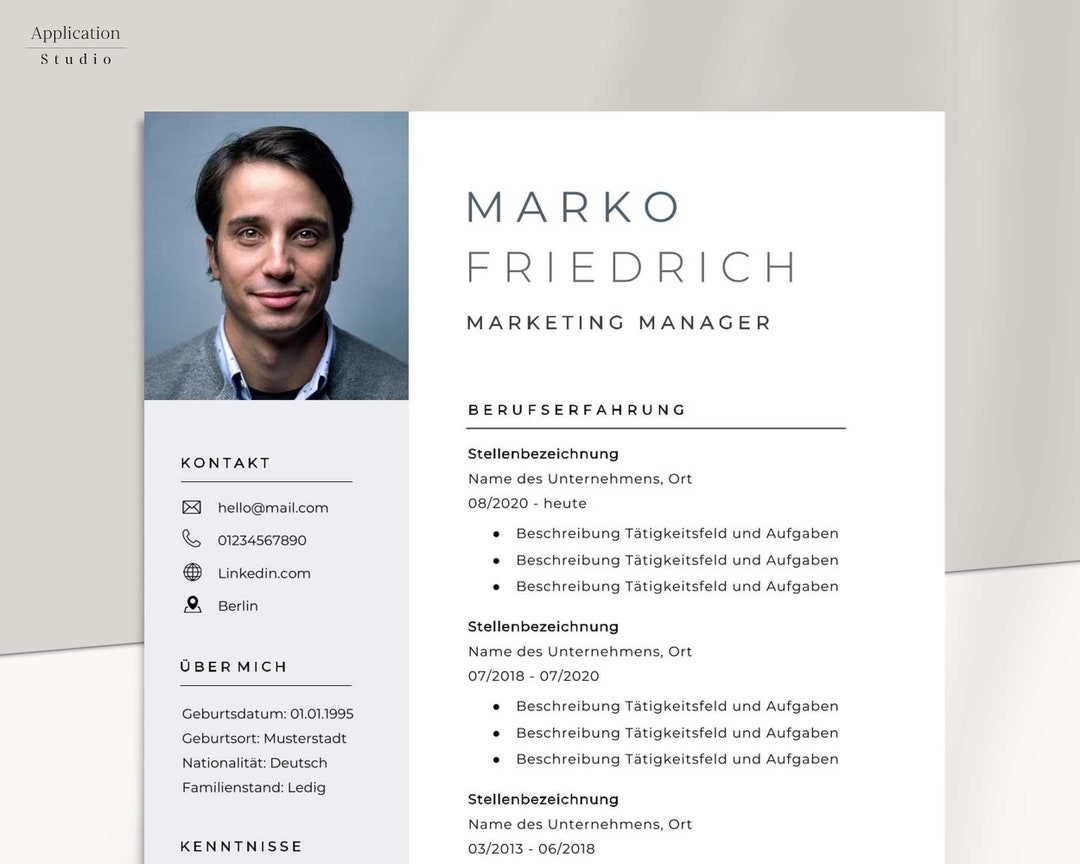 Application Template German Modern CV Gray Blue 2025 - Microsoft Word ...