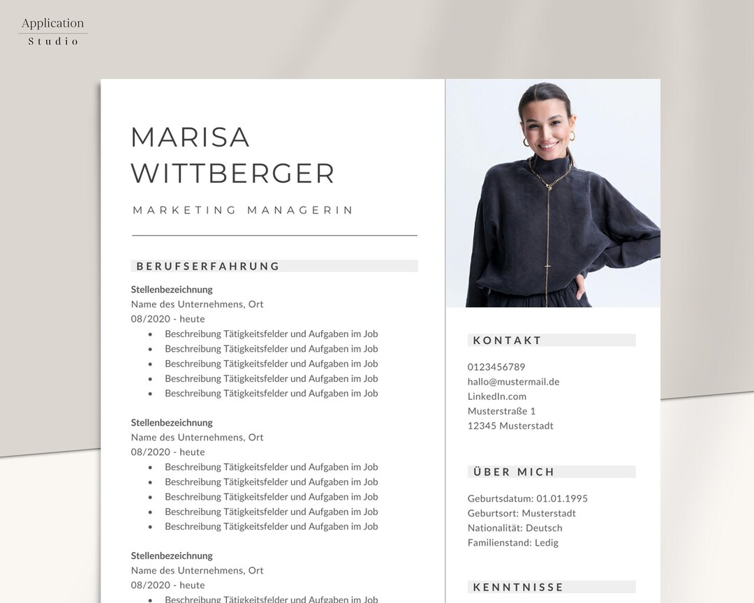 Application Template Modern CV German Application Template 2025 - Etsy