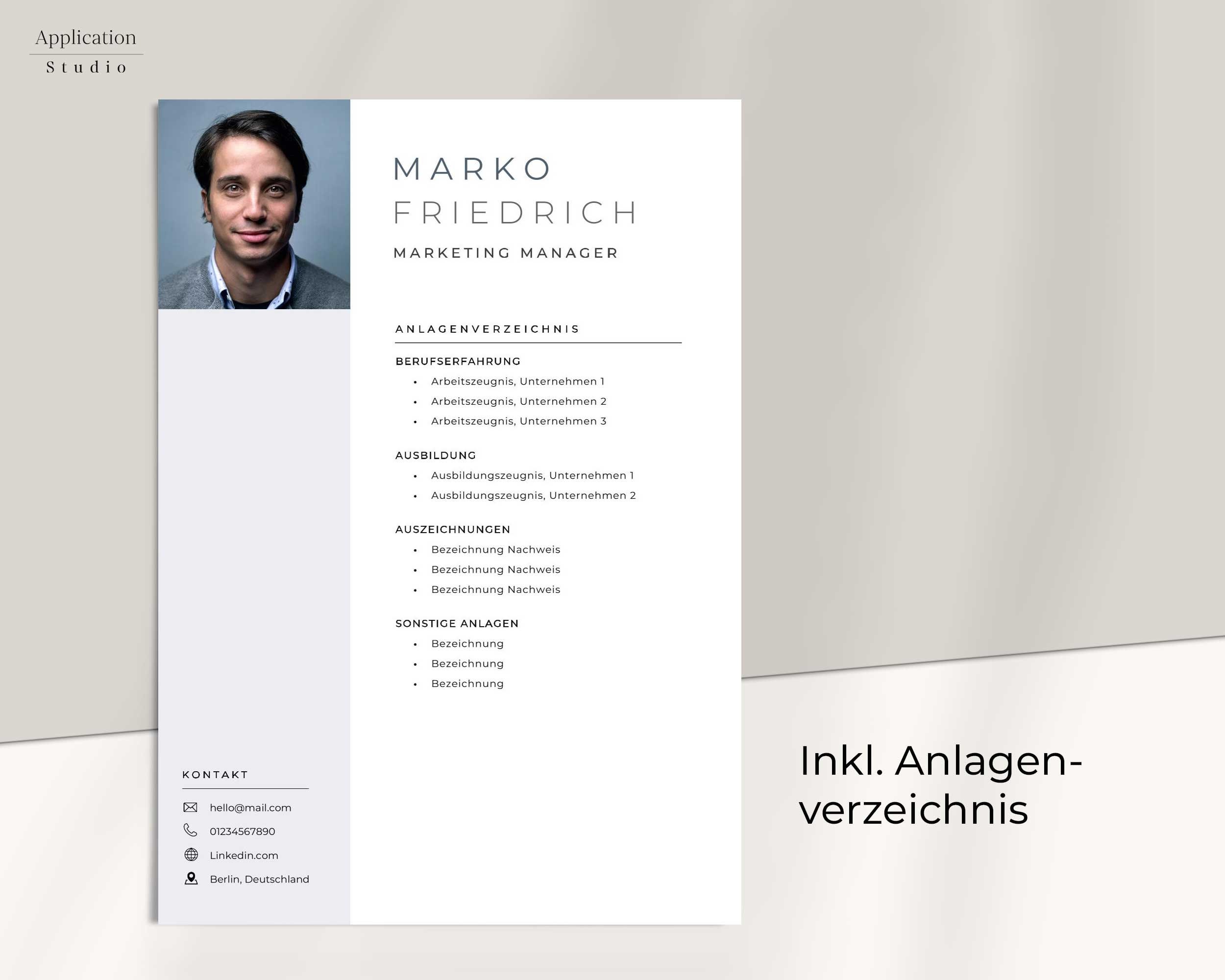 Application Template German Modern CV Gray Blue 2025 - Microsoft Word ...