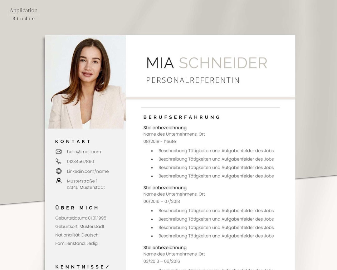 Application Template German Modern CV Beige 2025 - Microsoft Word With ...