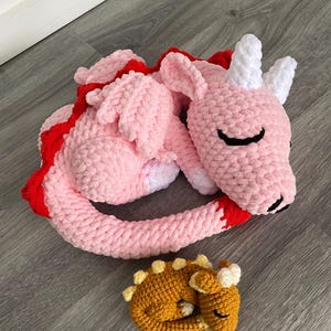 LARGE Curled up Sleeping Dragon Crochet Digital Pattern - Amigurumi ...