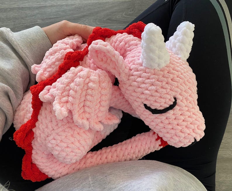 LARGE Curled up Sleeping Dragon Crochet Digital Pattern - Amigurumi ...