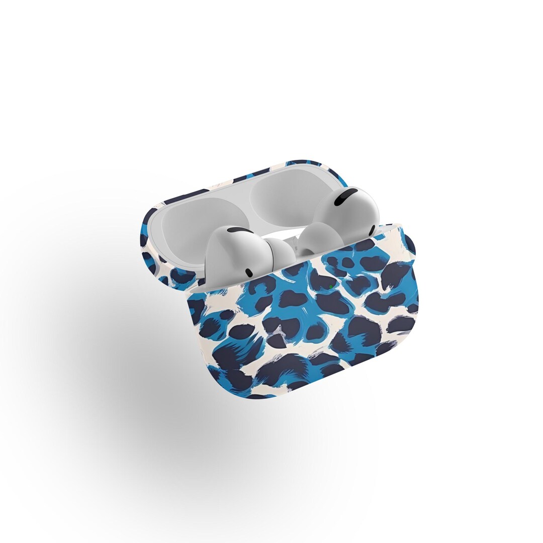 Blue Leopard Print AirPod Case Minimalistic Design Cover Fits AirPod ...